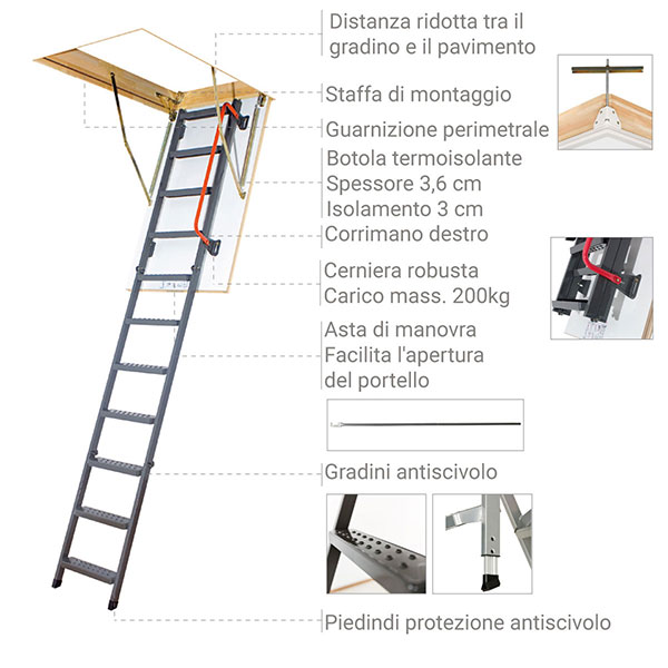 Scala retrattile metallica da 2.80m