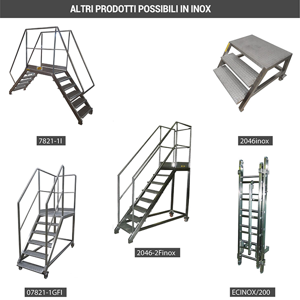 Scalino in Inox con grande piattaforma e parapetto