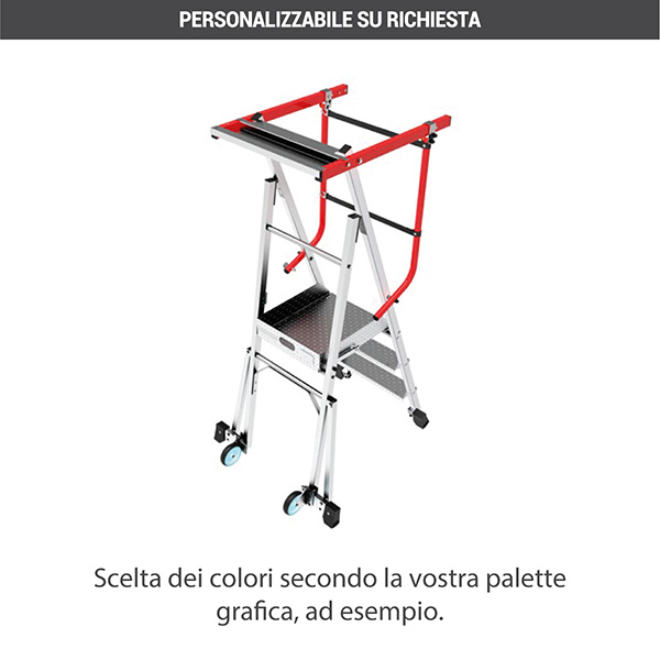 Scala PIRL mobile con 4 ruote retrattili