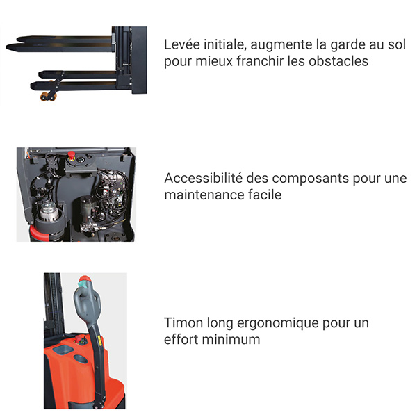 Gerbeur électrique avec levée initiale - Charge max 1600kg