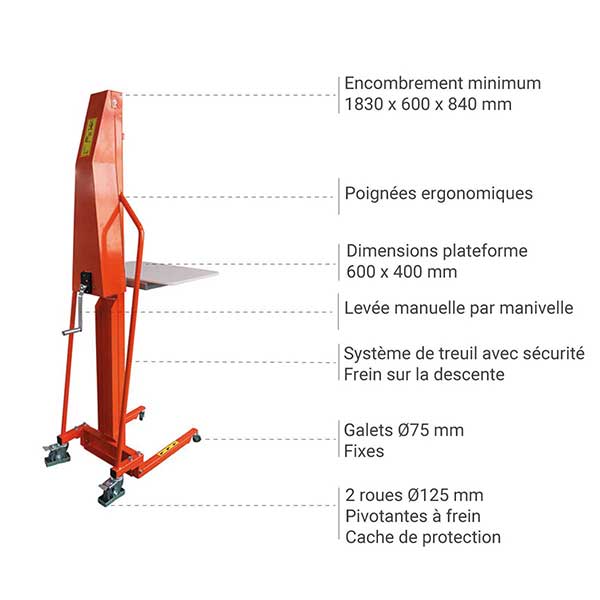 Gerbeur manuel Charge max 200kg idéal pour tâche de petite manutention ...