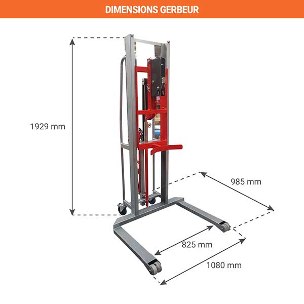 Gerbeur lève fût - Levée max 2140mm - Charge max 300kg