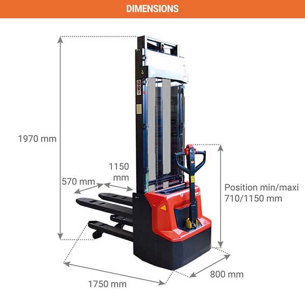 Gerbeur électrique batterie lithium levée initiale