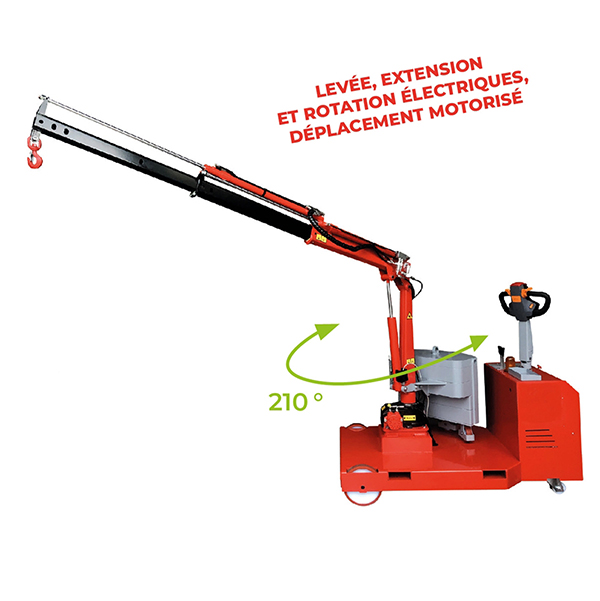 Grue porte-à-faux rotative motorisée 200 et 500 kg