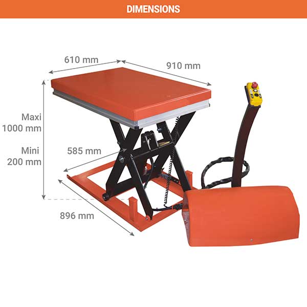 Table élévatrice électrique - Charge max 1000 kg